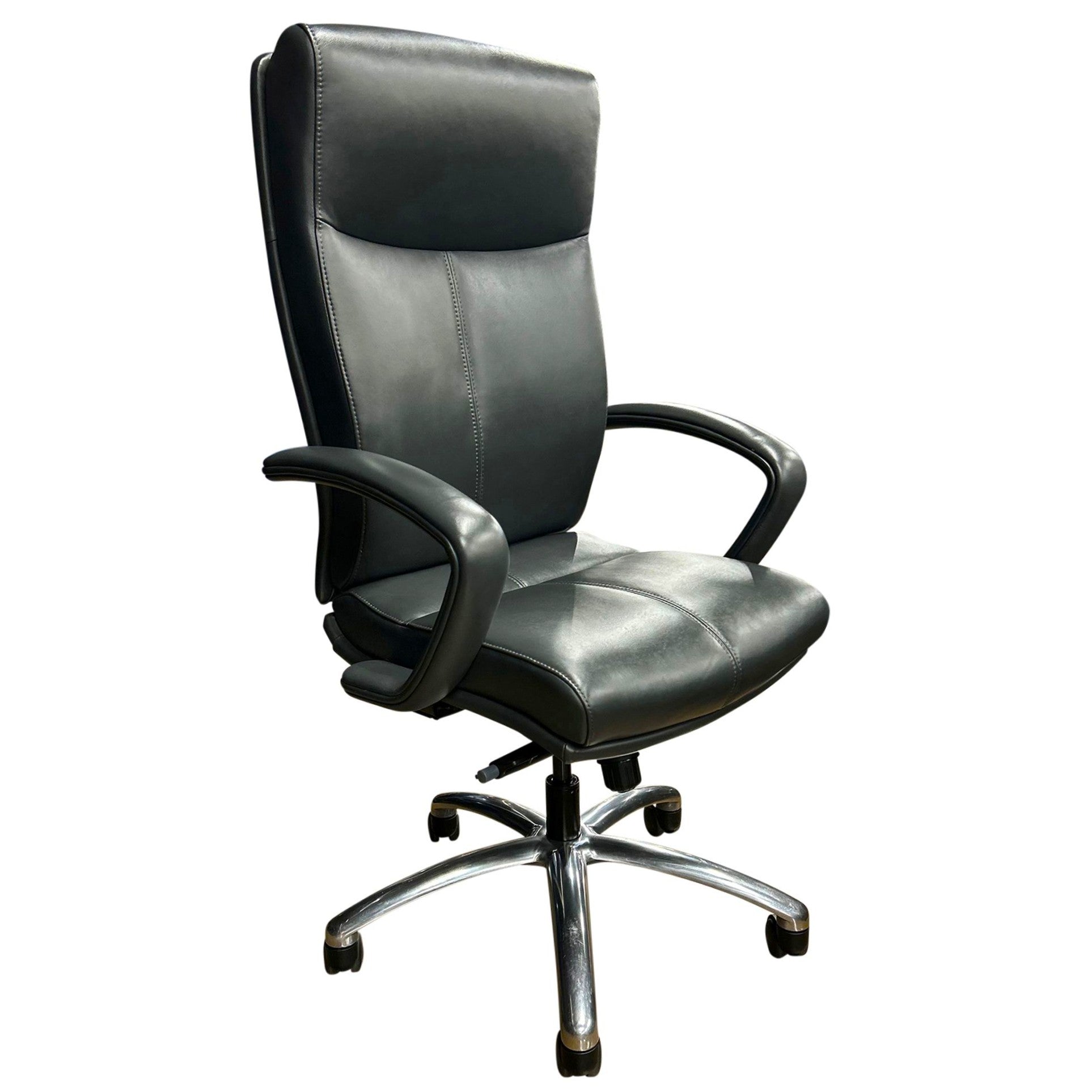 Via Seating Carmel Leather Executive Conference Chair, Phantom - Preow ...