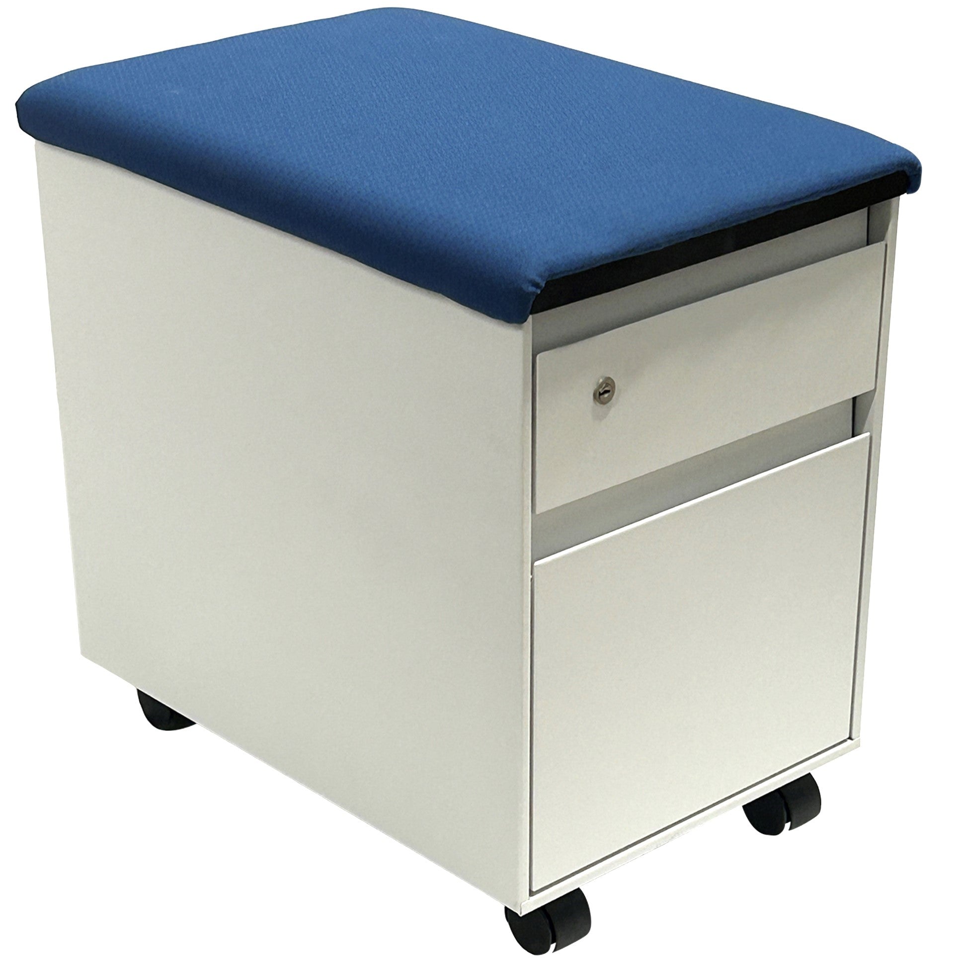 Steelcase 2 Drawer Mobile Pedestal with Cushion Blue White Preowned